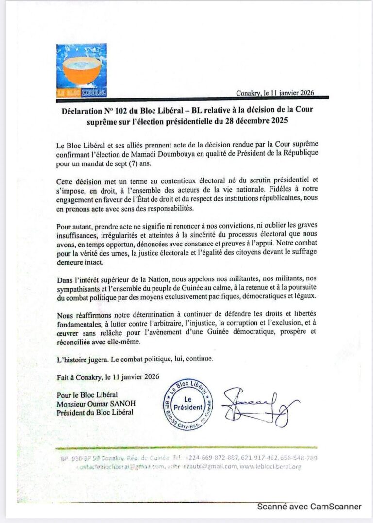 Victoire confirmée de Mamadi Doumbouya: le BL et ses alliés prennent ...
